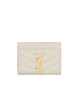 Saint Laurent Cassandre Matelassé Card Case - White