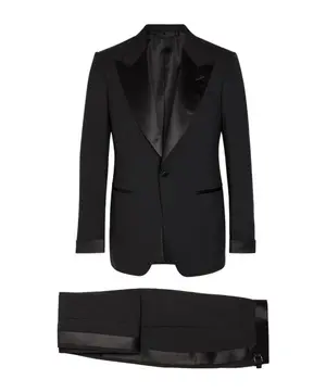 TOM FORD Shelton Satin-trimmed Wool Evening Suit - Black