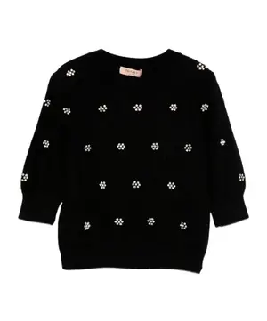 TWINSET Embellished Knitted Sweater - Black