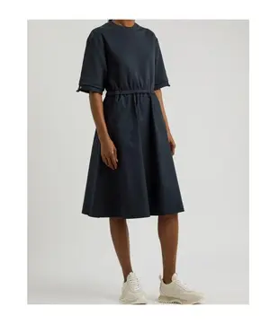 Moncler Cotton And Woven Midi Dress