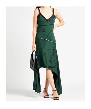 Burberry Asymmetrical V-neck Sleeveless Crepe Jacquard Maxi Dress