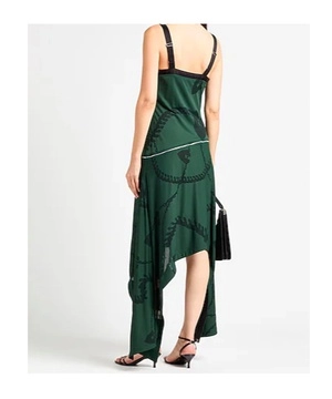 Burberry Asymmetrical V-neck Sleeveless Crepe Jacquard Maxi Dress