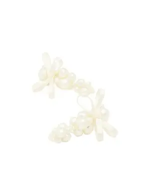 Simone Rocha Petite Bow Faux Pearl-embellished Earrings - White