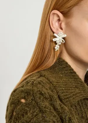 Simone Rocha Petite Bow Faux Pearl-embellished Earrings