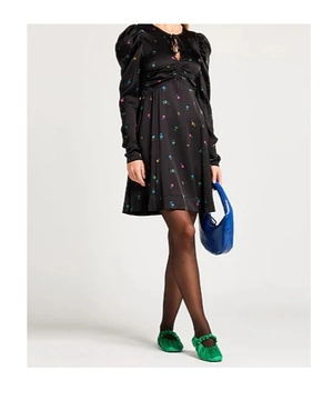 GANNI Floral-print Satin Mini Dress With Gathered Details
