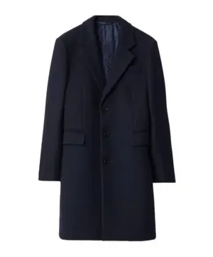 Burberry Wool Tailored Coat - Navy