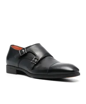 Santoni Double-buckle Leather Monk Shoes