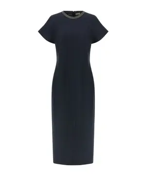 Brunello Cucinelli Monili-embellished Short-sleeved Dress - Black
