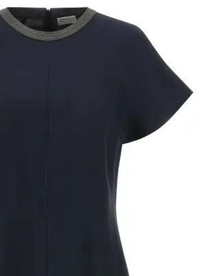Brunello Cucinelli Monili Embellished Short Sleeve Dress