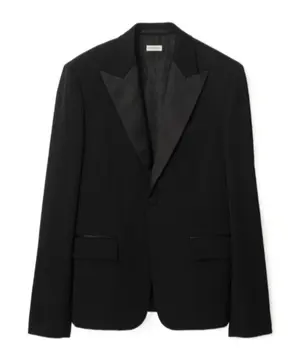 Burberry Grain De Poudre Wool Tuxedo Jacket - Black