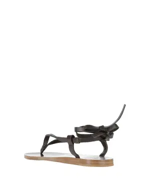 Brunello Cucinelli Leather Thong Sandals With Draped Appliqués