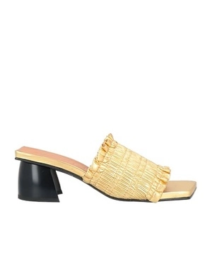 GANNI Gathered Slide Sandals With Square Heel - Nude
