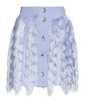 GANNI Solid Color Tassel Straight Midi Skirt - Blue