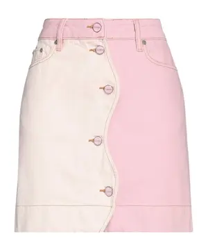 GANNI Color Block Button Front Denim Skirt