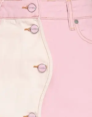 GANNI Color Block Button Front Denim Skirt