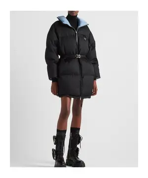 Prada Triangle Logo Belted Puffer Jacket