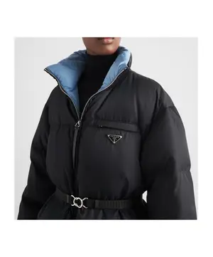 Prada Triangle Logo Belted Puffer Jacket