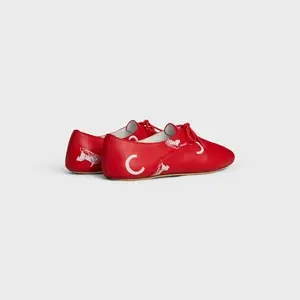Celine Ballet Lace-up Shoe In Lambskin - Red/white