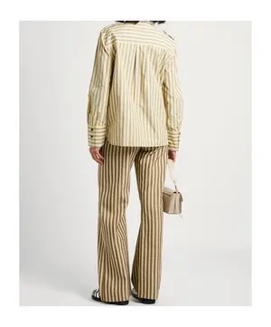 GANNI Striped Long-sleeved Shirt With Classic Collar