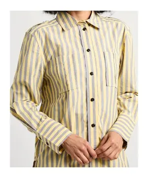 GANNI Striped Long-sleeved Shirt With Classic Collar