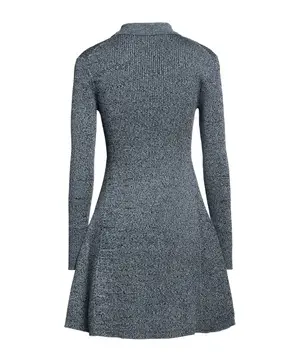 GANNI Ribbed Knit Polo Collar Dress