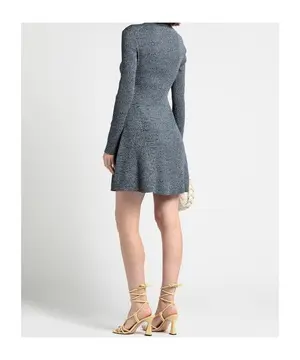 GANNI Ribbed Knit Polo Collar Dress