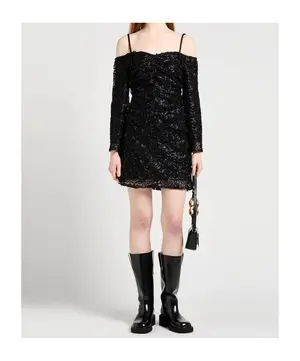 GANNI Long Sleeve Suspenders Dress