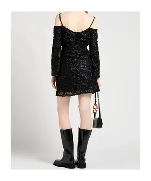 GANNI Long Sleeve Suspenders Dress