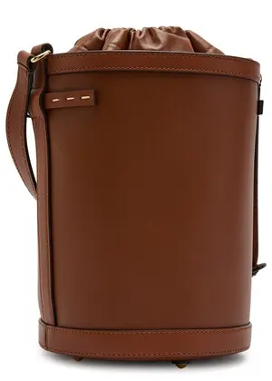 Valentino Garavani Logo-plaque Leather Drawstring Bucket Bag