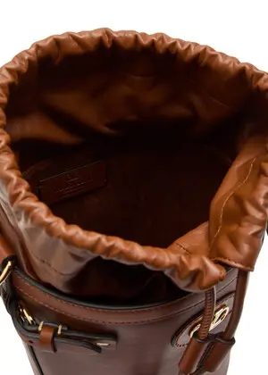 Valentino Garavani Logo-plaque Leather Drawstring Bucket Bag