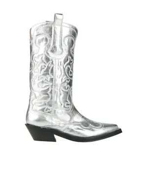GANNI Metallic Embroidered Cowboy Boots