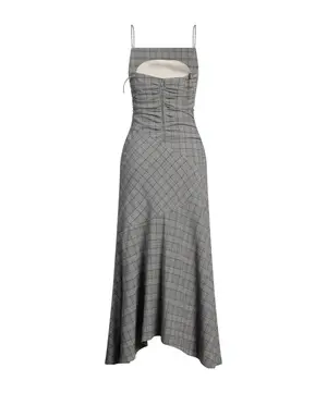 GANNI Asymmetrical Plaid Maxi Dress