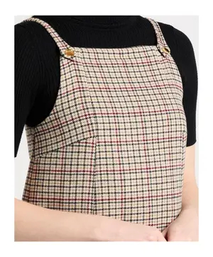 GANNI Houndstooth Check Pinafore Dress