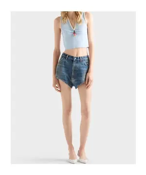 Prada Cotton Bouclé Crop Top With Embellishments