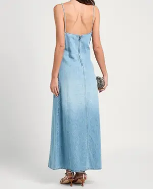 Chloé Denim Maxi Dress With Lace Trims