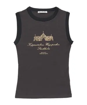 Acne Studios Graphic Print Sleeveless Tank - Anthracite Gray