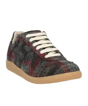 MAISON MARGIELA Low-top Tartan Flannel Lace-up Sneakers