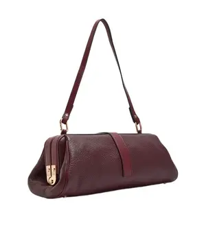 Gabriela Hearst Paola Grained Leather Clutch - Red