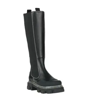 GANNI Solid Color Leather Platform Boots