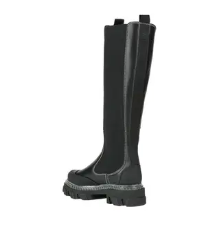 GANNI Solid Color Leather Platform Boots
