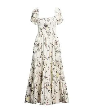 Tory Burch Color-block Floral Print Midi Dress