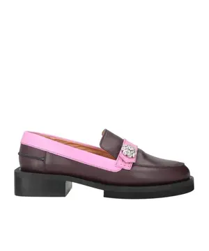GANNI Round Toe Two-tone Platform Loafers - Black