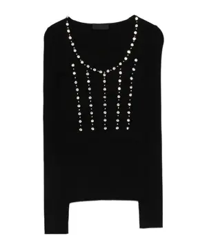 Liu Jo Embellished Long Sleeve Knit Top - Black