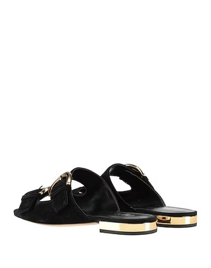 Chloé Suede Flat Sandals With Buckle Detail