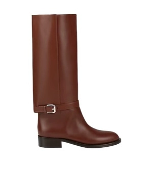Burberry Knee High Boots With Buckle Detail - Red