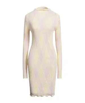 Burberry Knitted Geometric Print Turtleneck Midi Dress - Nude