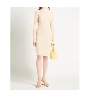 Burberry Knitted Geometric Print Turtleneck Midi Dress