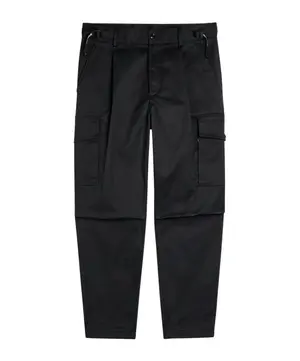 Moncler Barrel-leg Stretch-cotton Cargo Trousers - Black