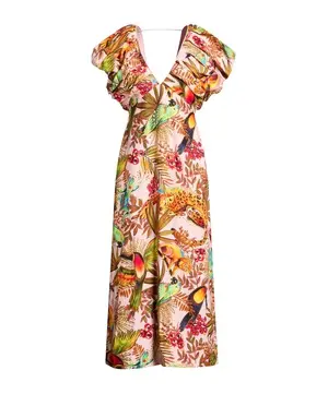 Farm Rio V-neck Short Sleeve Maxi Dress - Multicolor