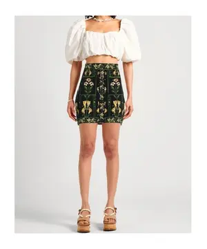 Farm Rio Floral Button-detailed Midi Skirt